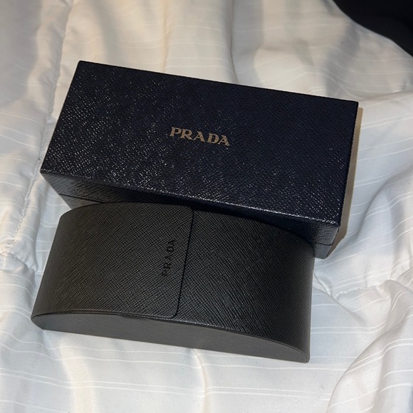 Prada | Other | Prada Saffiano Black Sunglasses Eyeglasses Hard Case W ...